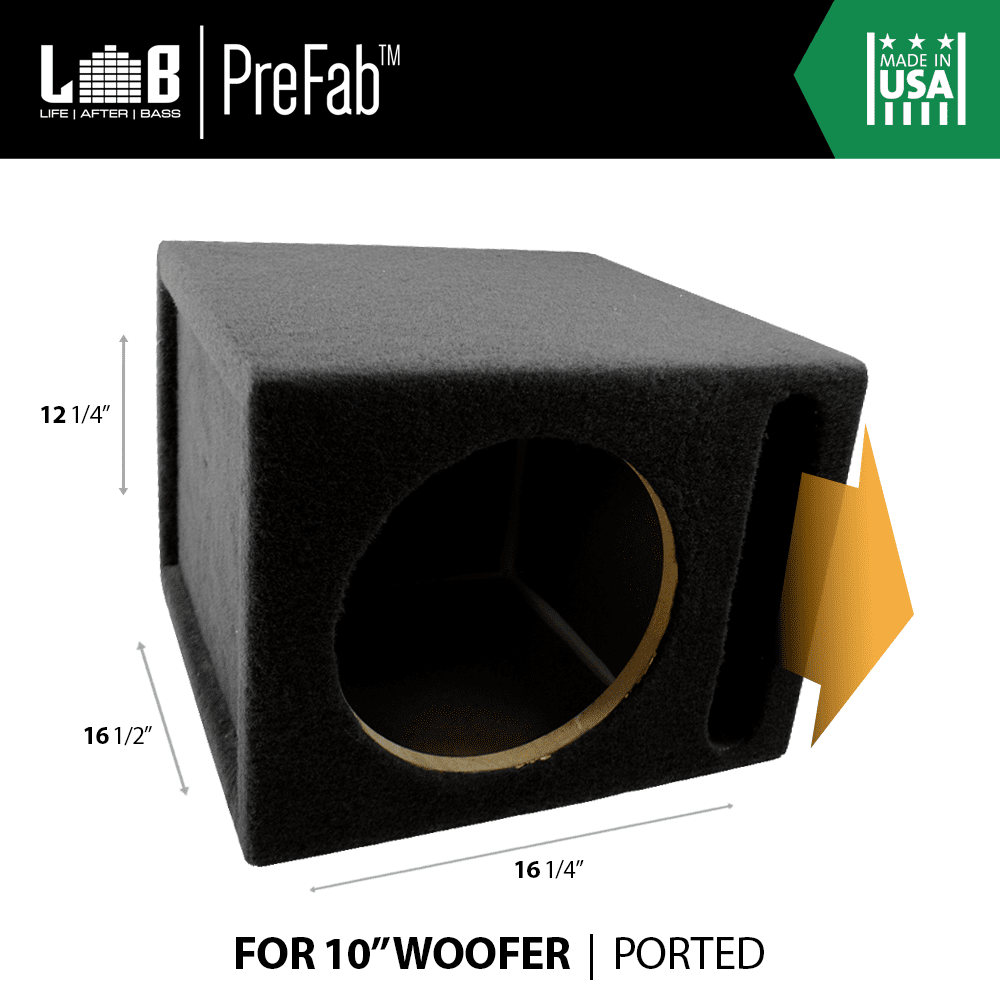 LAB PreFab™ 0.88 ft^3 Ported MDF Enclosure Box for Single 10" Round Car ...
