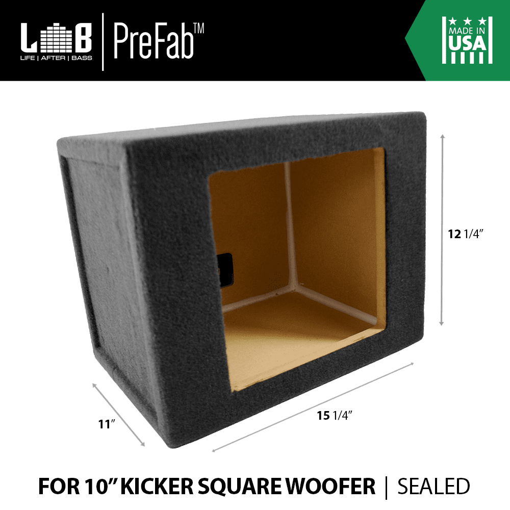 LAB PreFab™ 0.87 ft^3 Sealed MDF Enclosure Box for Single 10" Kicker ...