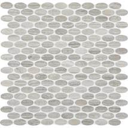 Daltile Stone Mosaic Chenille White Oval