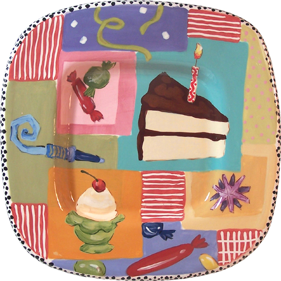 Birthday Party Small Square Platter Droll Designs