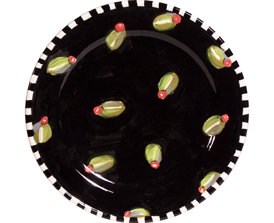 Black and White Vegetable/Olive Salad Plate Droll Designs