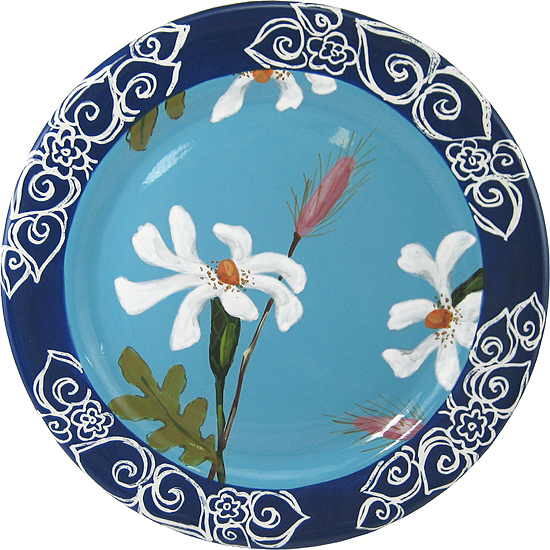 Daisy Blue Rimmed Dinner Plate Droll Designs