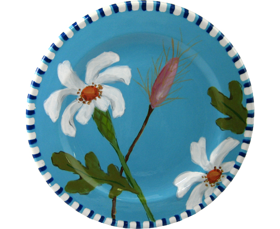 Daisy Blue Rimmed Salad Plate Droll Designs