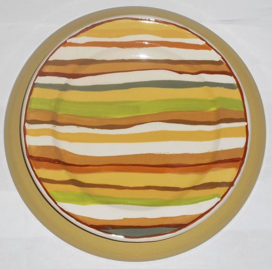 Gold Bouquet/Stripes Dinner Plate Droll Designs
