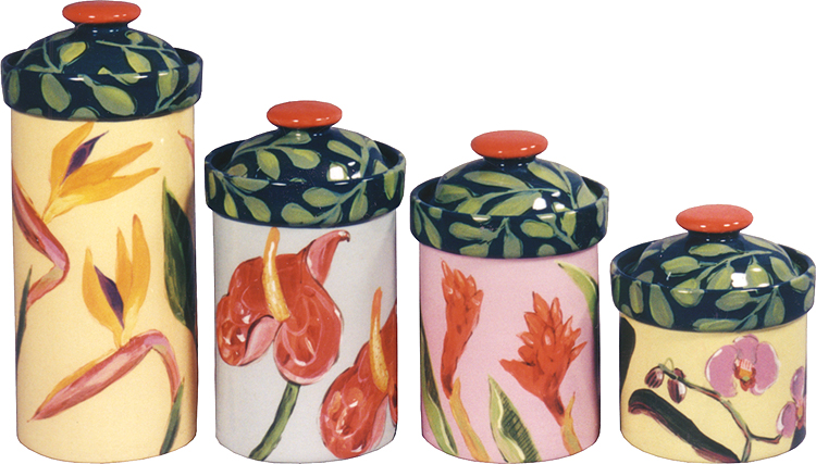 Hawaiian Flower Canister set of 4 Droll Designs