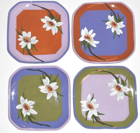 Lotus Square Dessert Plate Set Droll Designs