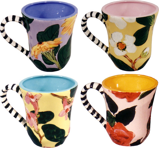 Droll Designs Summer Floral Mug Set of 4