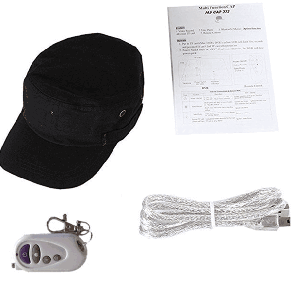 Body Worn Hidden Spy Video DVR Camera Hat / Baseball Type Cap 720P HD
