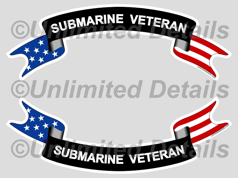 Submarine Veteran Submarine Rocker and Flag Decal