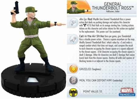 The Incredible HULK Heroclix figure #029 Rare General Thunderbolt Ross