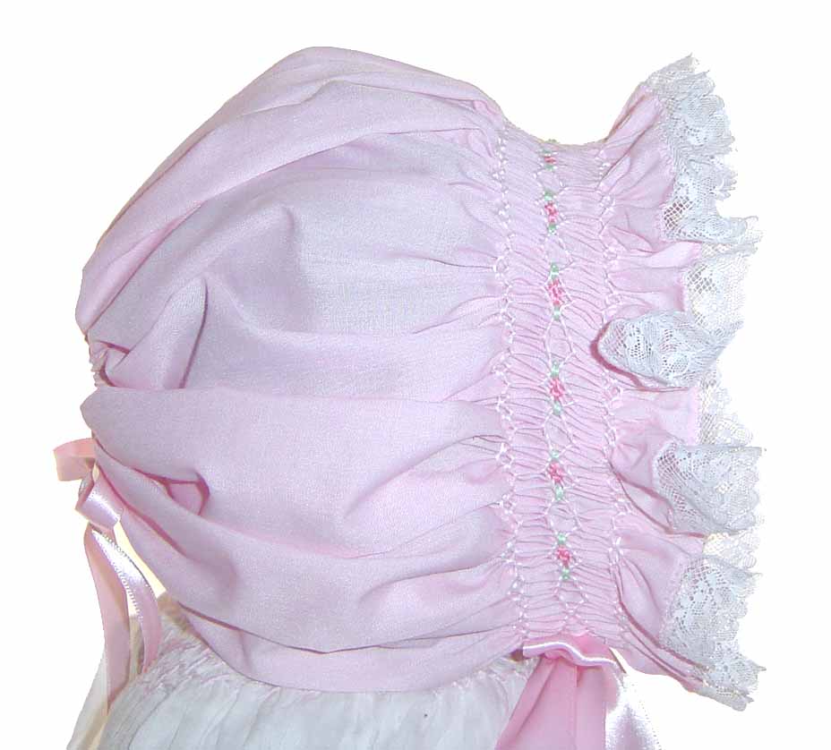 NEW Custom Made Pink Hand Smocked Baby Bonnet with Pink Embroidered ...