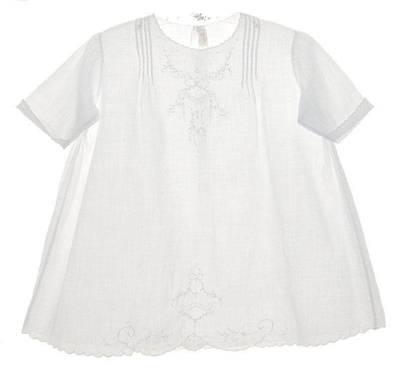 Heirloom 1920s Baby Gown with Openwork and Long Straight Sleeves