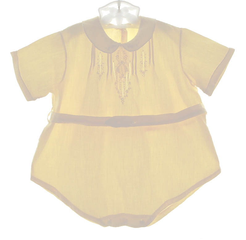 Heirloom 1930s Yellow Romper with Fagoting and Embroidery