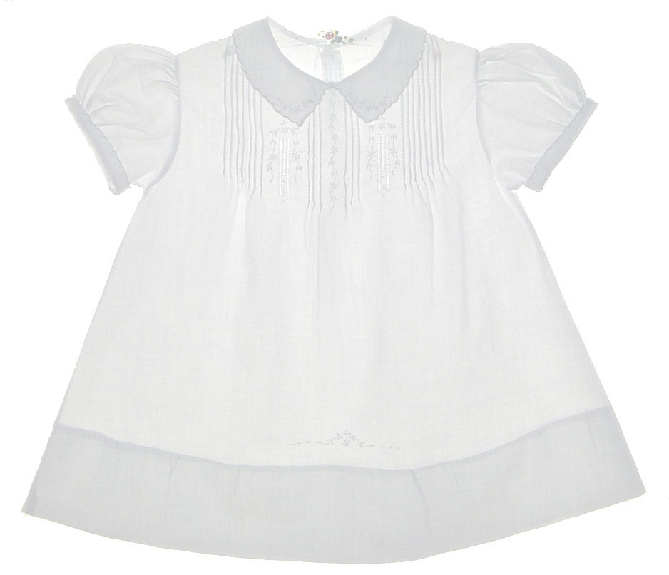 Heirloom 1940s White Batiste Dress with Pintucks Fagoting and Embroidery