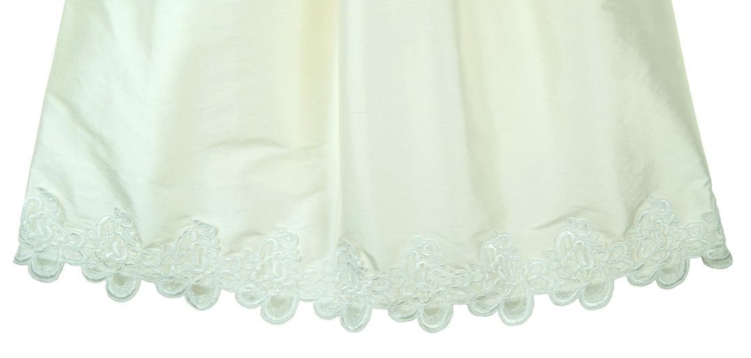 Allie Wade pearl white silk christening gown with venice lace trim ...