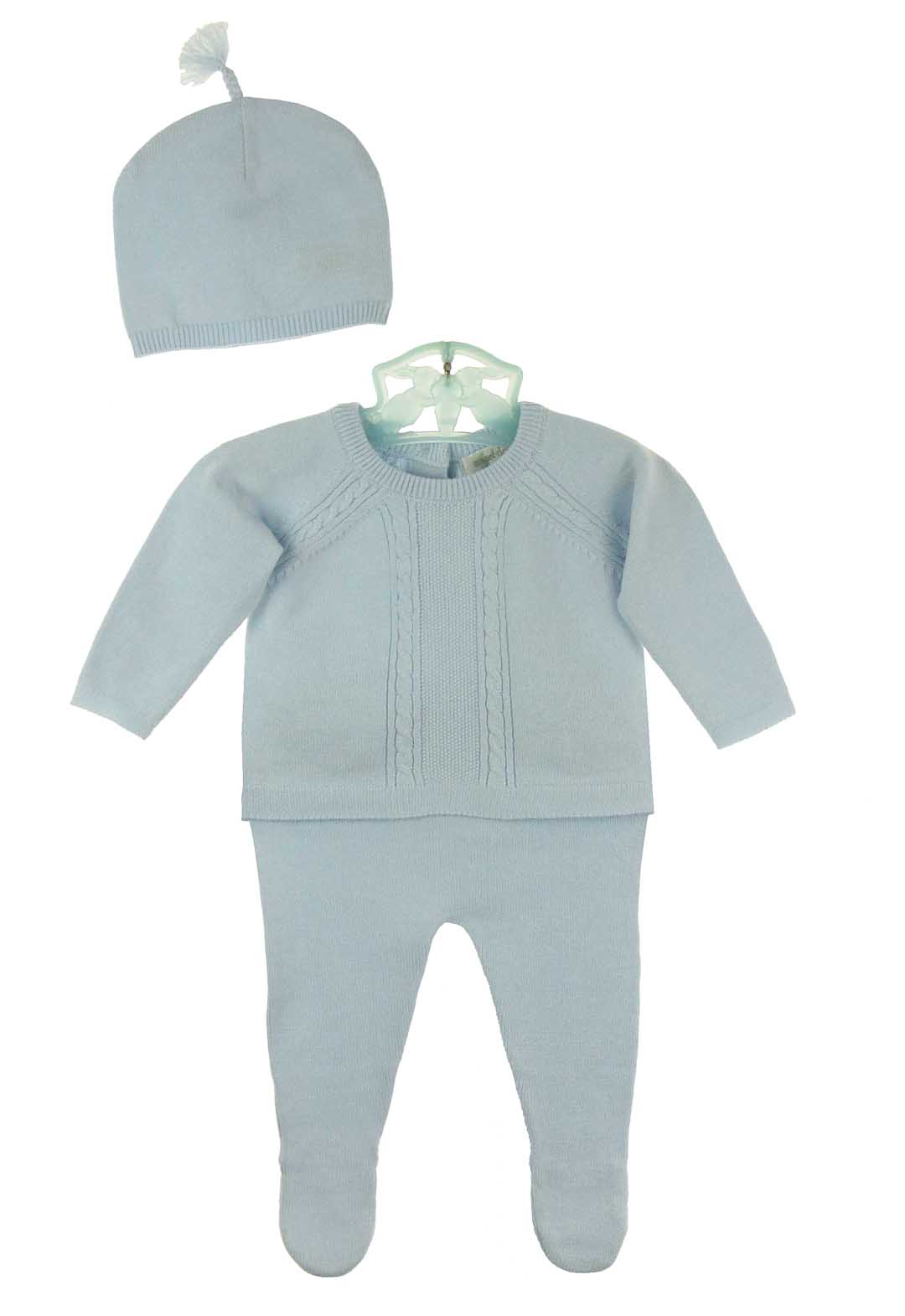 NEW Angel Dear Blue Soft Cotton Knit Baby Sweater Set with Cable ...