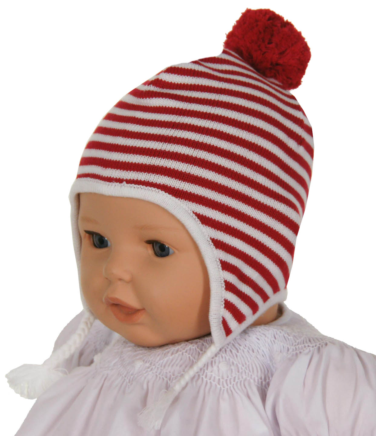 Angel Dear red and white striped cotton knit baby hat