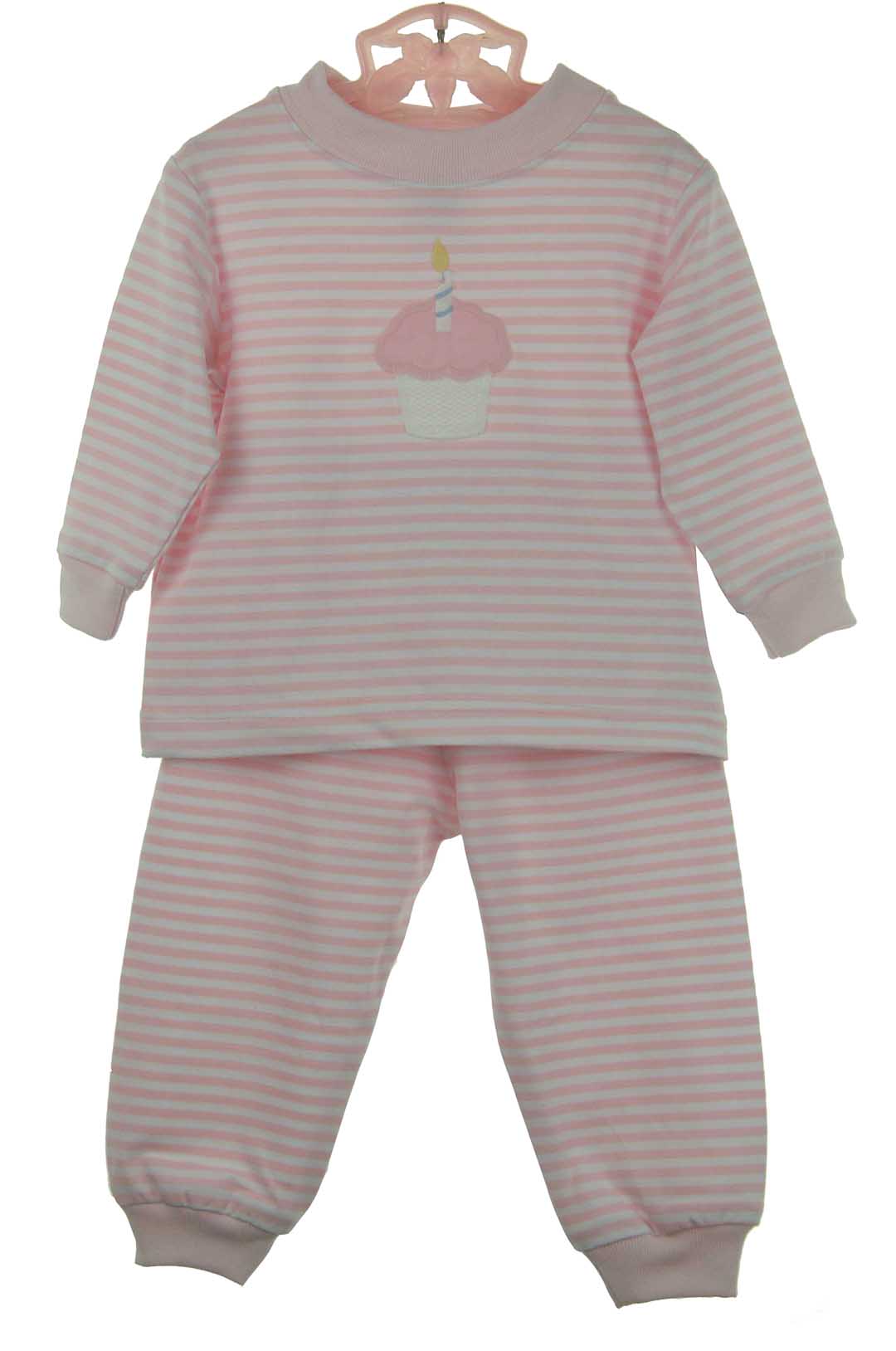 Bailey Boys pink striped pajamas with cupcake applique,baby girls ...