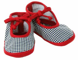 NEW Black Checked Baby Shoes with Red Trim