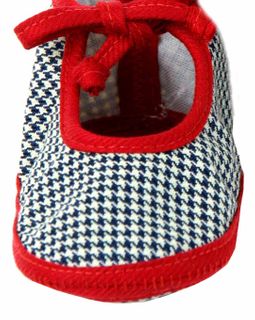 NEW Black Checked Baby Shoes with Red Trim