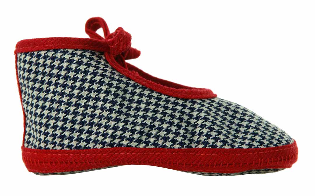 NEW Black Checked Baby Shoes with Red Trim