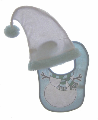 NEW Pink Snowman Bib and Hat Set
