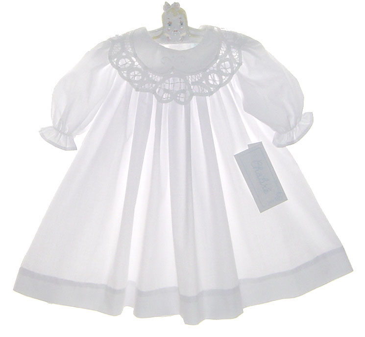 NEW Chabre White Batiste Dress with Battenberg Collar and Long Sleeves ...