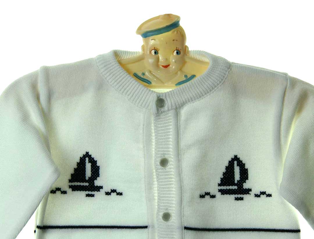 NEW Feltman Brothers White and Navy Nautical Sweater