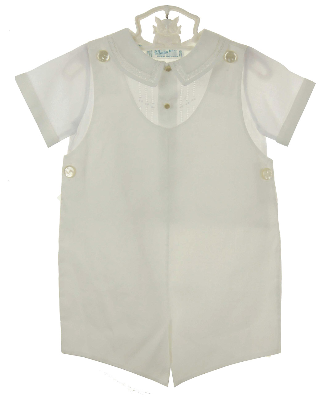 NEW Feltman Brothers White Shortall Set with Fagoting and Embroidery