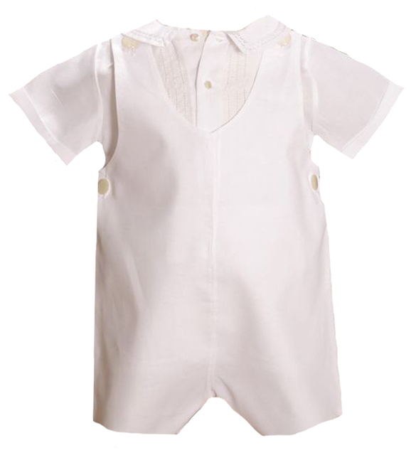 NEW Feltman Brothers White Shortall Set with Fagoting and Embroidery