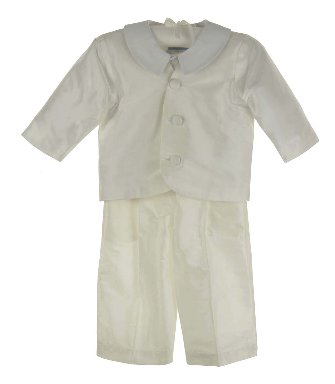 NEW Gordon and Company Pearl White Silk Eton Suit with Long Pants