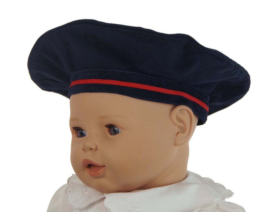 NEW Gordon & Company Navy Corduroy Beret with Red Trim