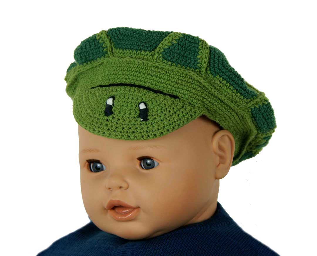 NEW Green Knit Turtle Beret for Babies and Toddlers