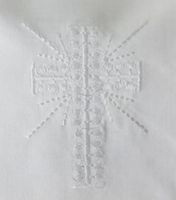 NEW Keepsake Hanky Bonnet with Cross Embroidery and Scalloped Edges