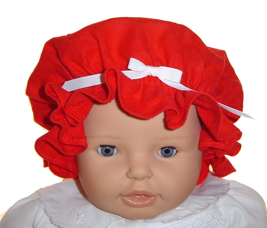 red flannel nightcap,childs flannel nightcap,little girls flannel ...