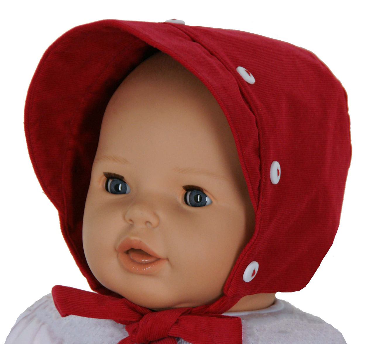 Petit Ami Vintage Style Red Cotton Corduroy Button Hat
