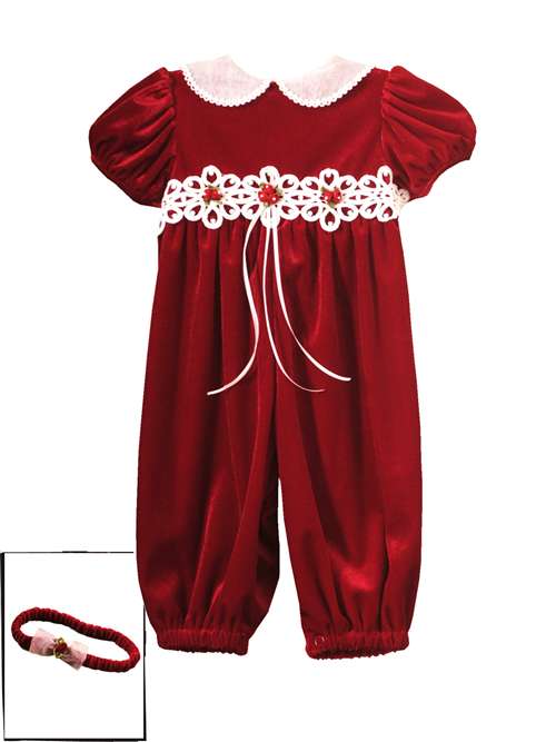 NEW Rare Editions Red Velvet Bubble with Venice Lace Trim