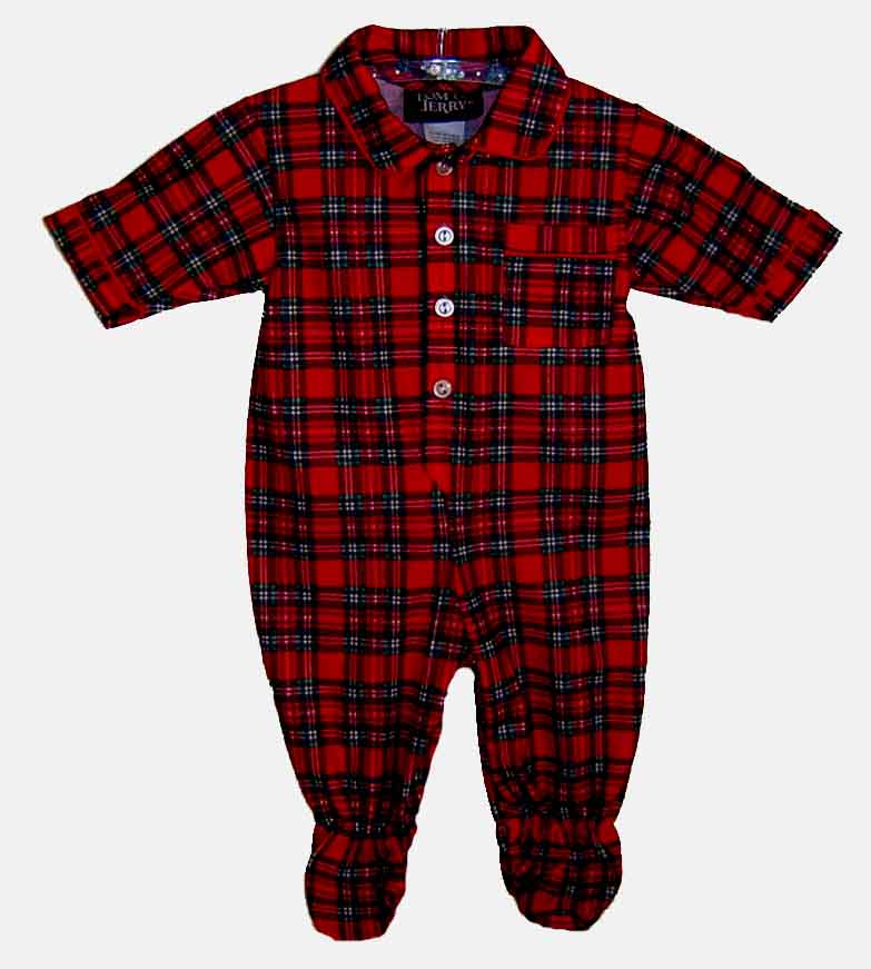 NEW Red Plaid Footed Pajamas for Baby Boys