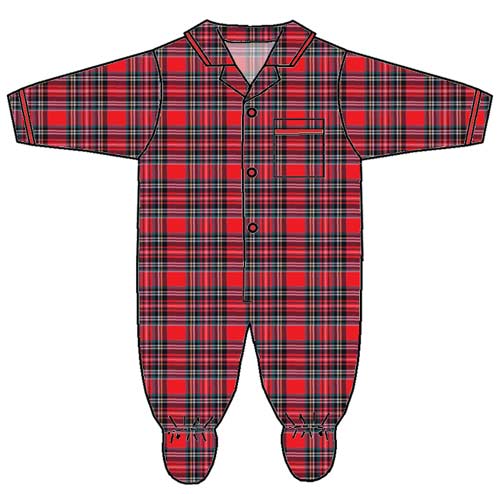 NEW Red Plaid Footed Pajamas for Baby Boys