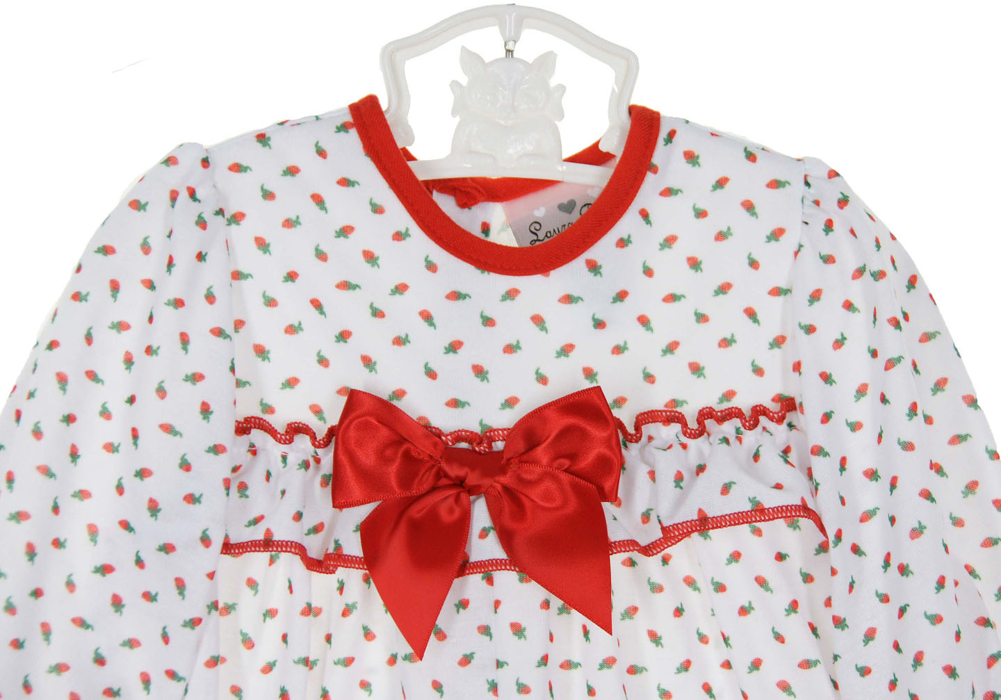 Red Rosebud Print Ruffle Bottom Pajamas for Baby Girls
