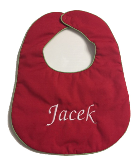 NEW Rosalina Red Bib with Green Piping