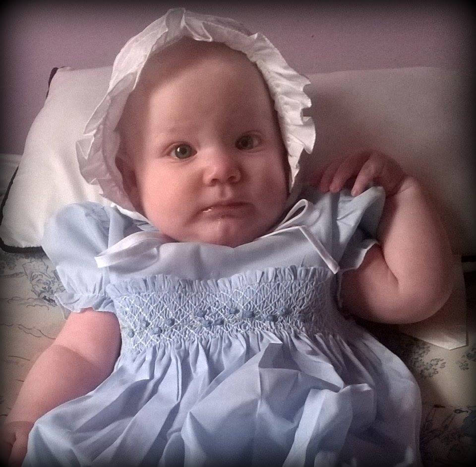 NEW Rosalina White Batiste Smocked Baby Bonnet