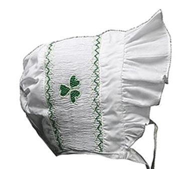 Rosalina,Irish smocked bonnet, baby bonnet with shamrocks, St. Patricks ...