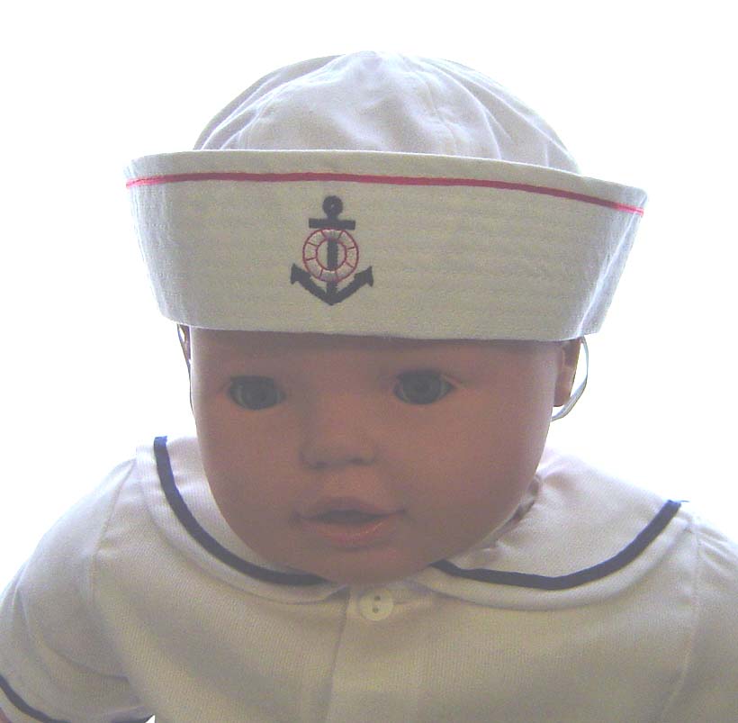 NEW Sailor Hat with Navy or Red Trim and Embroidered Anchor