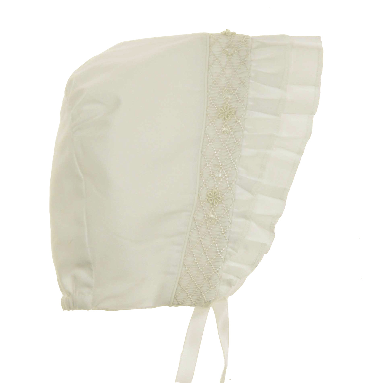 Sarah Louise ivory batiste smocked christening gown with ruffles and ...