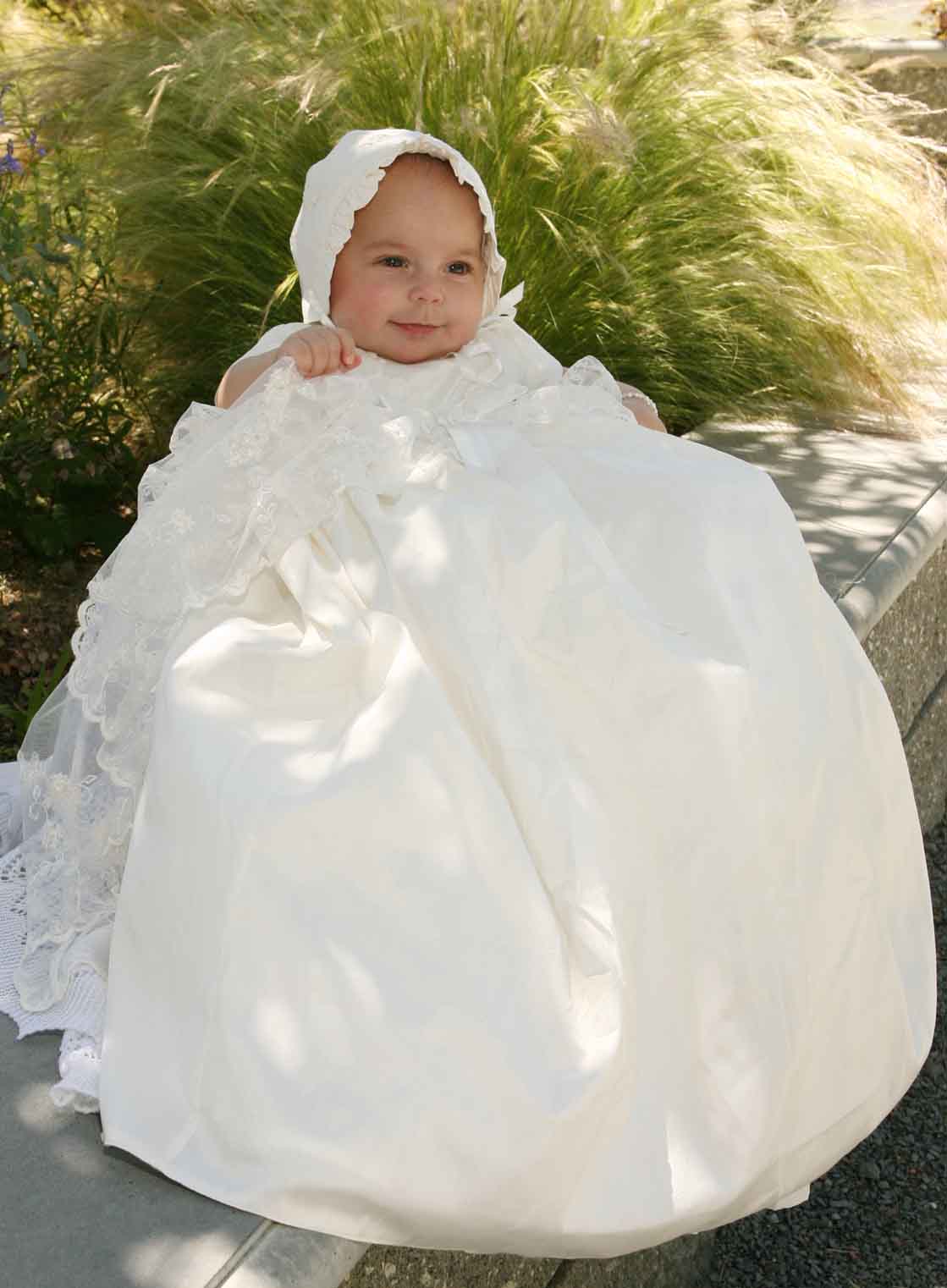 NEW Sarah Louise Ivory Silk Christening Gown with Exquisitely ...