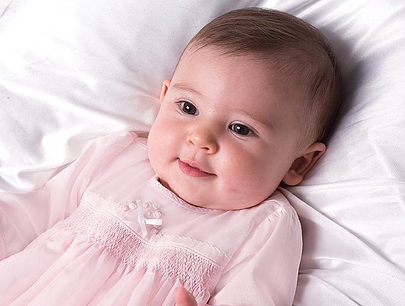 NEW Sarah Louise Pale Pink Dress with Bows and Rosebud Embroidery
