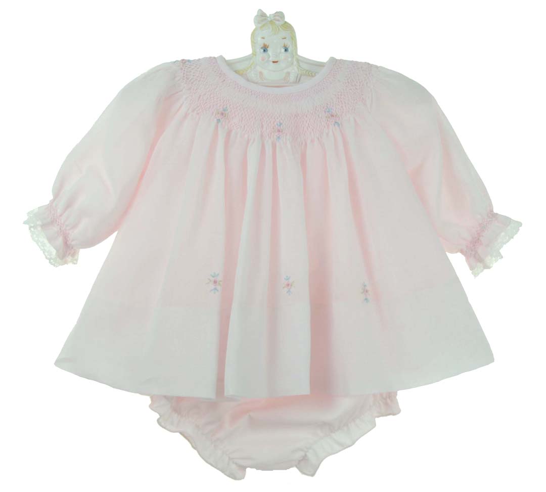 NEW Sarah Louise Pale Pink Voile Smocked Diaper Set with Embroidered ...