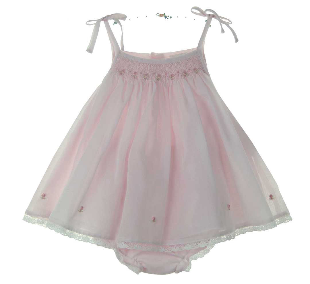 NEW Sarah Louise Pale Pink Voile Smocked Sundress with Lace Trimmed ...