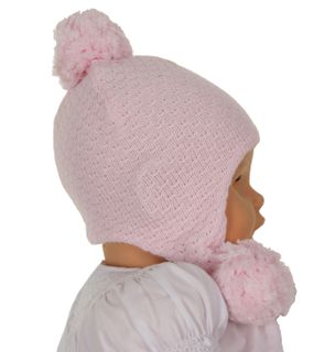 Sarah Louise pink cotton knit winter hat